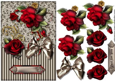 Red Roses & Satin Bow - CUP626547_936 | Craftsuprint