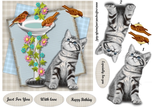 Cute Kitten card Topper - CUP718694_936 | Craftsuprint