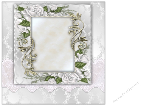 Backing Card Topper Silver Roses - CUP749490_936 | Craftsuprint