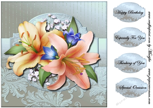Card Topper Lilies - CUP756740_936 | Craftsuprint