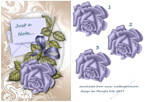 Just A Note Bleu Roses - CUP761113_936 | Craftsuprint