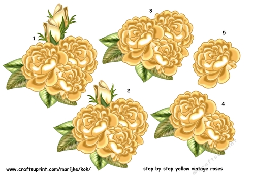 Yellow Vintage roses Step By Step - CUP773074_936 | Craftsuprint