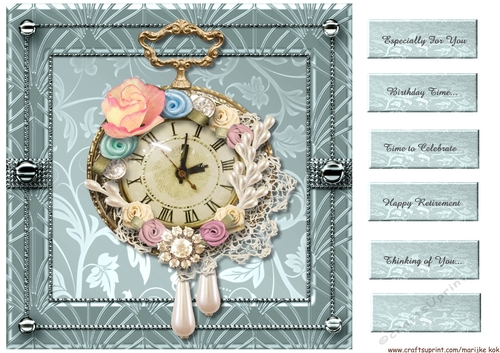 Vintage Clock Card Topper - CUP777146_936 | Craftsuprint