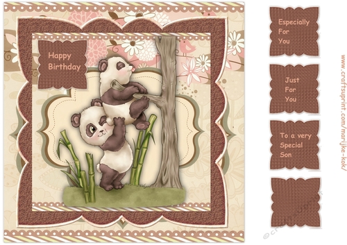 Birthday Boy Teamwork Pandas Card Topper - CUP780870_936 | Craftsuprint