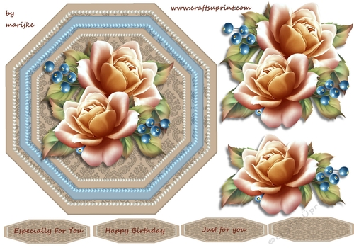 Octagon Card Roses - CUP782165_936 | Craftsuprint