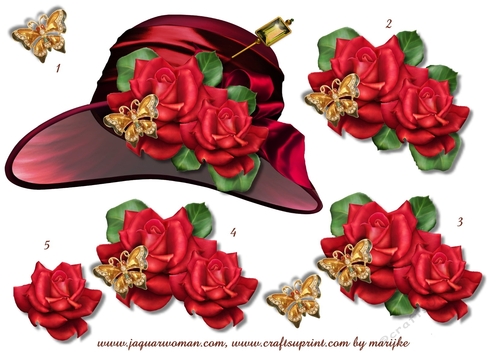 Classic Hat & Red Roses Step By Step - CUP782706_936 | Craftsuprint