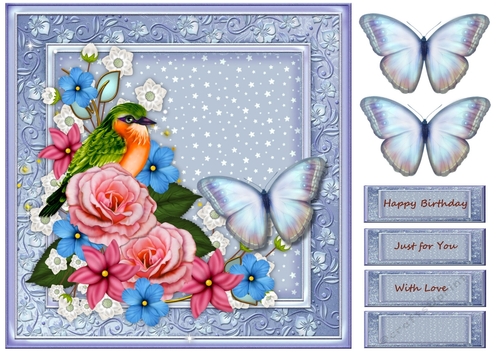 Beautiful Bird and flowers card Topper - CUP785569_936 | Craftsuprint