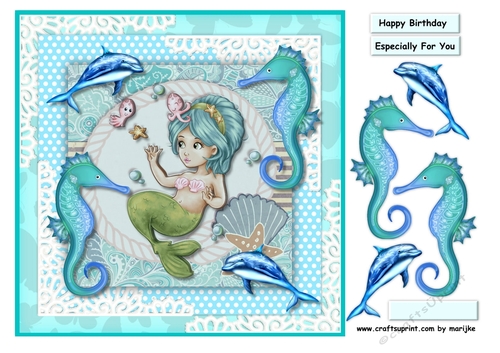 Under the sea birthday girl quick card - CUP793720_936 | Craftsuprint