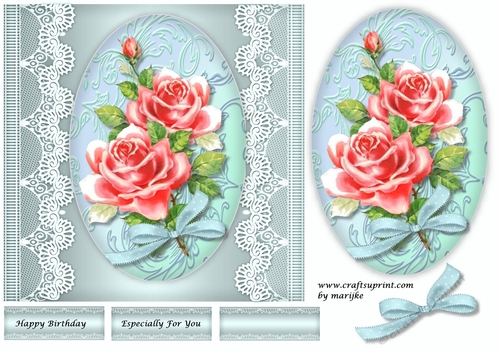 Pink Vintage Roses & lace - CUP794323_936 | Craftsuprint