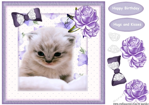 Cute Kitten card Topper - CUP823197_936 | Craftsuprint