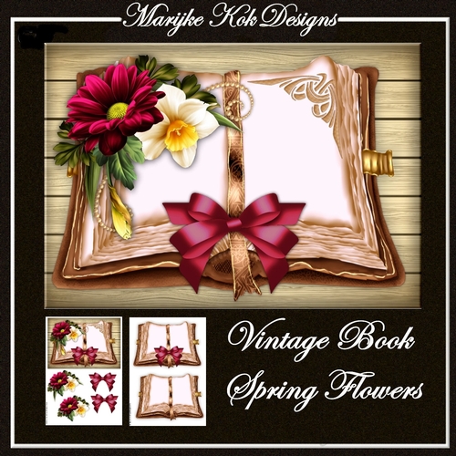 Vintage Book & Spring Flowers Mini Kit - CUP890401_936 | Craftsuprint