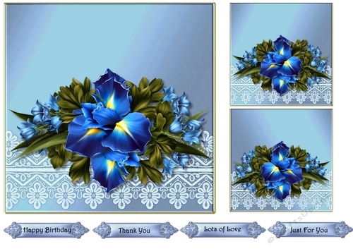 Beautiful Blue Flowers Quick Card Topper - CUP901633_936 | Craftsuprint