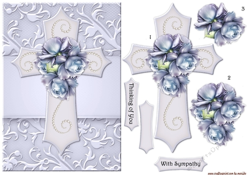 Sympathy Cross Vintage Blue - CUP907588_936 | Craftsuprint