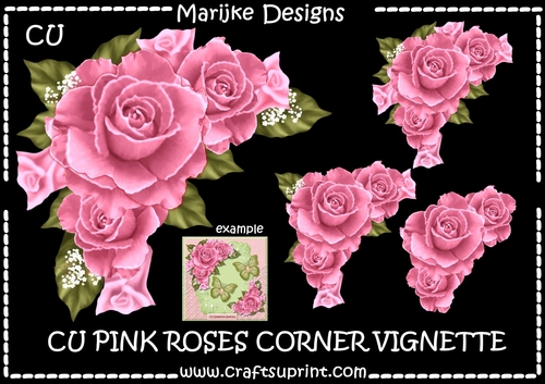 CU Pink Roses Corner Vignette - CUP920531_936 | Craftsuprint