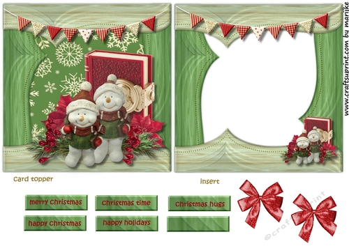 Cute Christmas Card Topper & Insert 1 - CUP922427_936 | Craftsuprint
