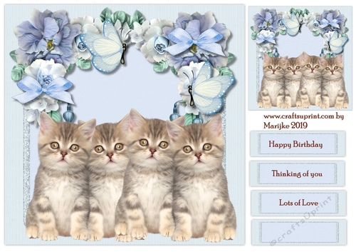 Cute Kittens Birthday Card Topper 4 - CUP995638_936 | Craftsuprint
