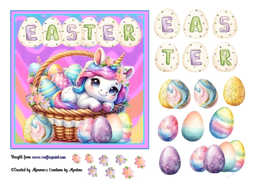 Unicorn easter card - CUP1369055_71070 | Craftsuprint