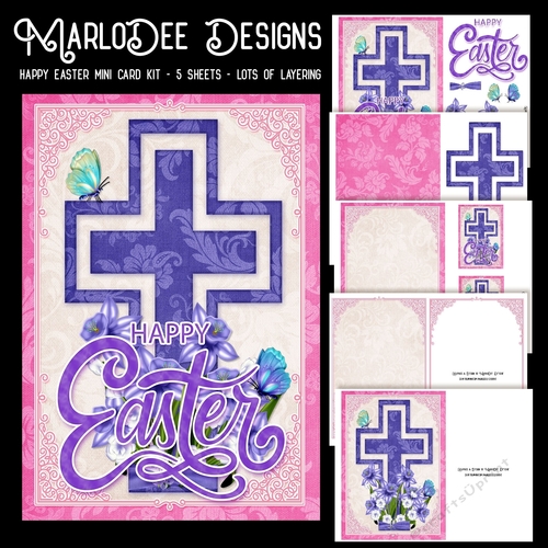 Beautiful Blue Christian Cross - Happy Easter Mini Card Kit ...