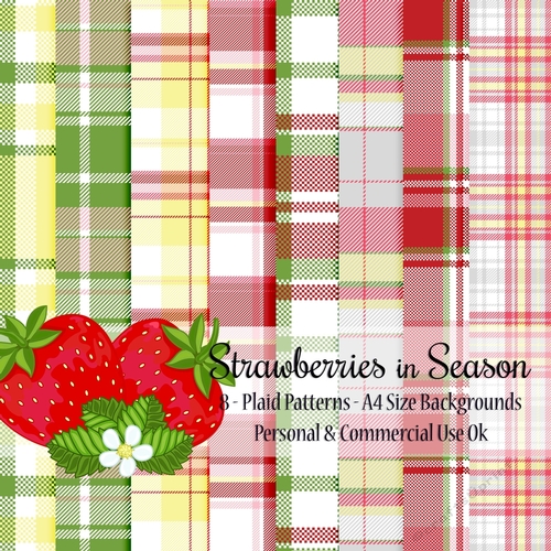 Strawberries in Season - Plaid A4 Backgrounds (set 2) - CUP1107357 ...