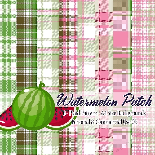 Watermelon Patch - Plaid Pattern A4 Backgrounds - CUP1109069_70864 ...