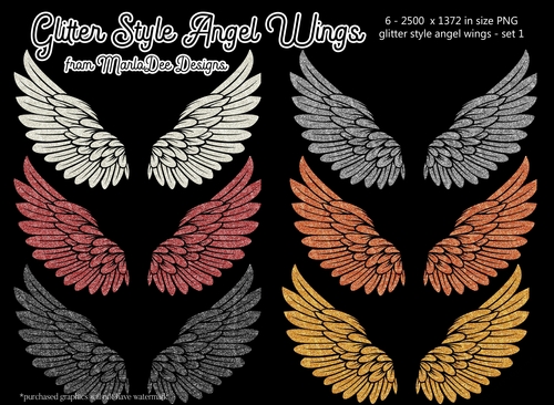 Glitter Style Angel Wings - Set 1 - CUP1118679_70864 | Craftsuprint