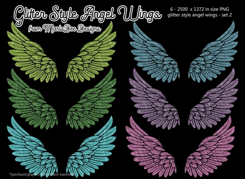 Glitter Style Angel Wings - Set 2 - CUP1118681_70864 | Craftsuprint