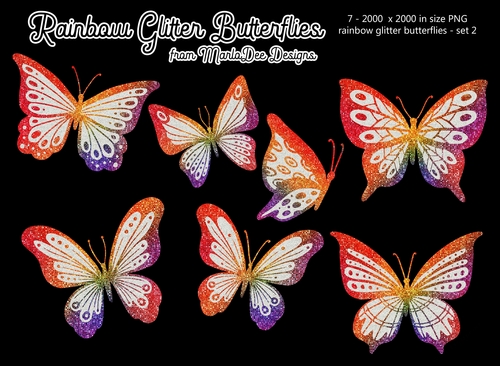 Rainbow Glitter Butterflies - Set 2 - CUP1118685_70864 | Craftsuprint