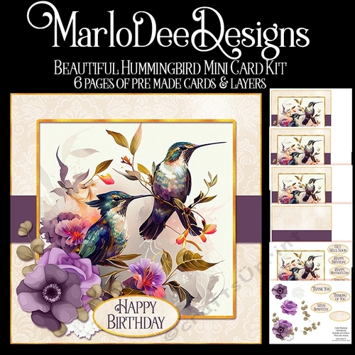 Elegant Beautiful Hummingbirds 8x8 Mini Card Kit - CUP1202333_70864 ...