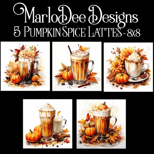 Watercolor Autumn Season Pumpkin Spice Drinks 8x8 Backgrounds ...