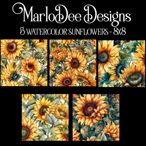 Watercolor Sunflowers 8x8 Backgrounds - CUP1223724_70864 | Craftsuprint