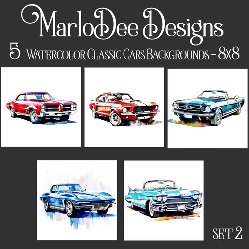 Watercolor Vintage Classic Cars 8c8 Backgrounds - set 2 - CUP1224557 ...