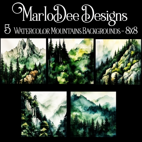 Watercolor Mountains & Trees Scenes 8x8 Backgrounds - CUP1224604_70864 ...