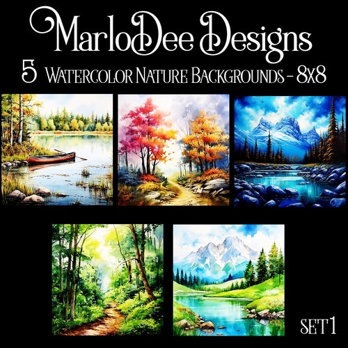 Watercolor Nature Scenes 8x8 Backgrounds - set 1 - CUP1224607_70864 ...