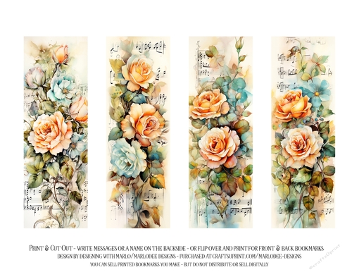 Vintage Floral 2x6 Bookmarks, 4 Floral Bookmarks s19 - CUP1291507_70864 ...