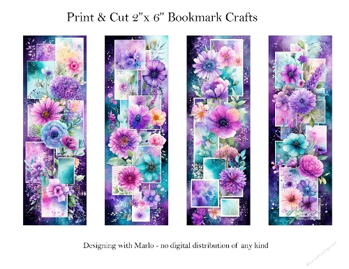 Abstract Pretty Floral 2x6 Bookmarks Printable s21 - CUP1375186_70864 ...
