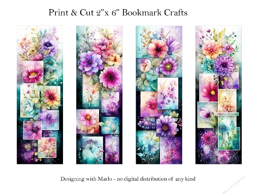 Abstract Pretty Floral 2x6 Bookmarks Printable s24 - CUP1375189_70864 ...