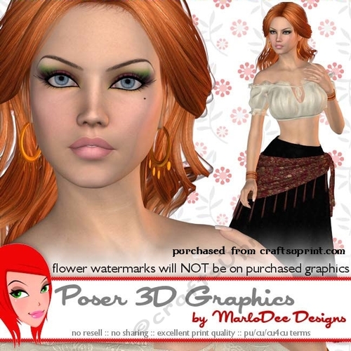 Copper Hair Gypsy Woman Poser Graphics - CUP718240_70864 | Craftsuprint