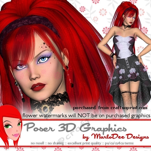 Dark Rose Redhead Woman Poser Graphics - CUP718246_70864 | Craftsuprint