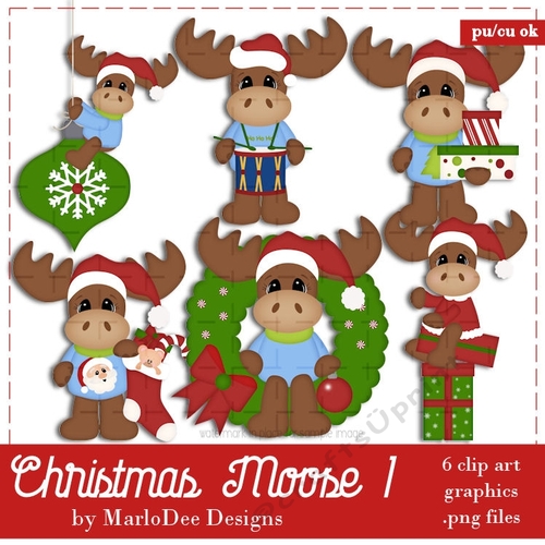 Twelve Moose of Christmas Clip Art Graphics set 1 - CUP718275_70864 ...