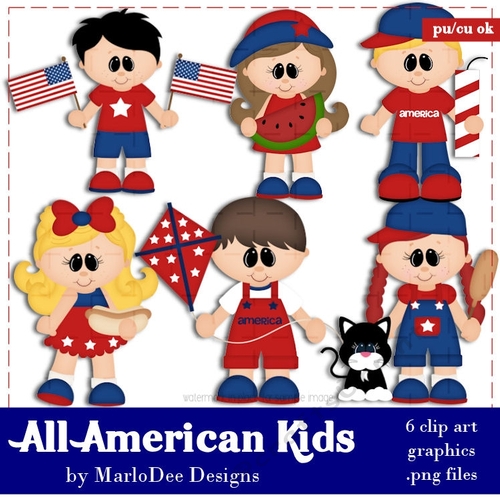 All American July 4th Kids Clip Art Graphics - CUP718278_70864 ...