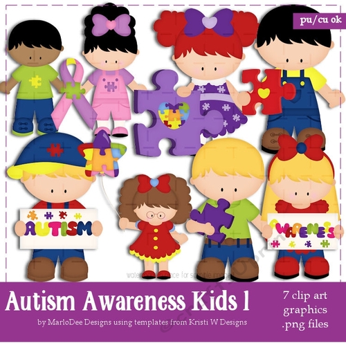 Autism Awareness Children Clip Art Graphics set 1 - CUP718295_70864 ...