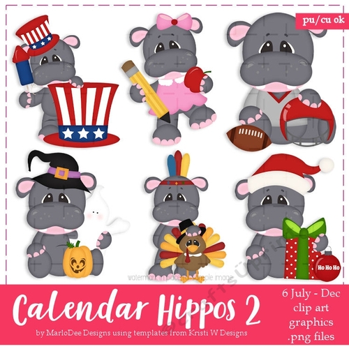 Calendar Hippos July - December Holiday Clip Art - CUP718405_70864 ...