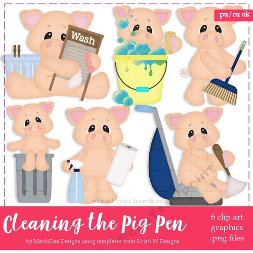 Cleaning the Pig Pen Clip Art - CUP718424_70864 | Craftsuprint