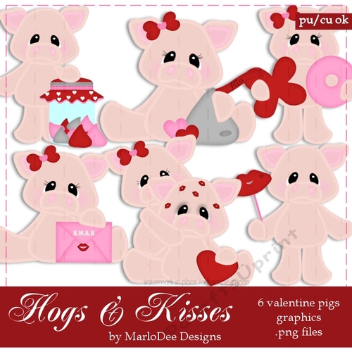Hogs & Kisses Valentines Day Clip Art - CUP718460_70864 | Craftsuprint