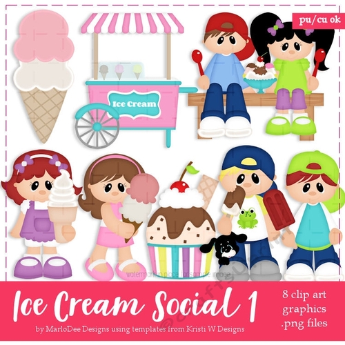 Ice Cream Social Children Clip Art set 1 - CUP718467_70864 | Craftsuprint