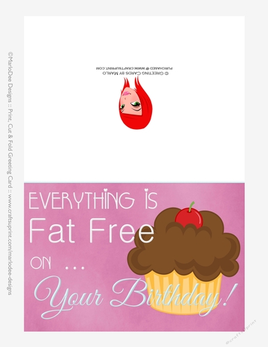 Funny Birthday Card - 5x7 Print Cut Fold Cupcake d2 Design - CUP718764 ...