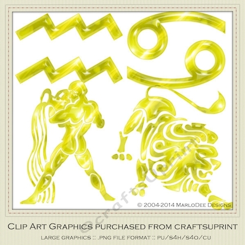 Astrology Zodiac Shapes & Symbol Graphics - Yellow set 1 - CUP718925 ...