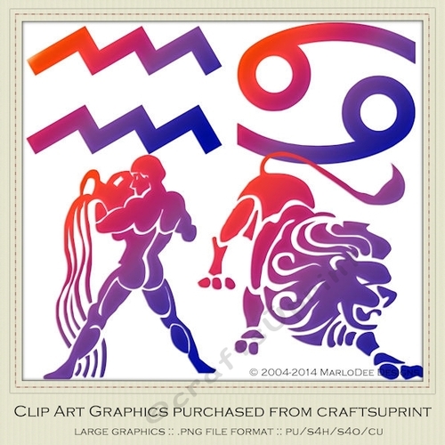 Astrology Zodiac Shapes & Symbol Graphics - Multi Colors set 8 ...