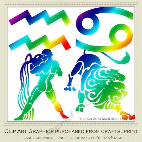 Astrology Zodiac Shapes & Symbol Graphics - Multi Colors set 10 ...