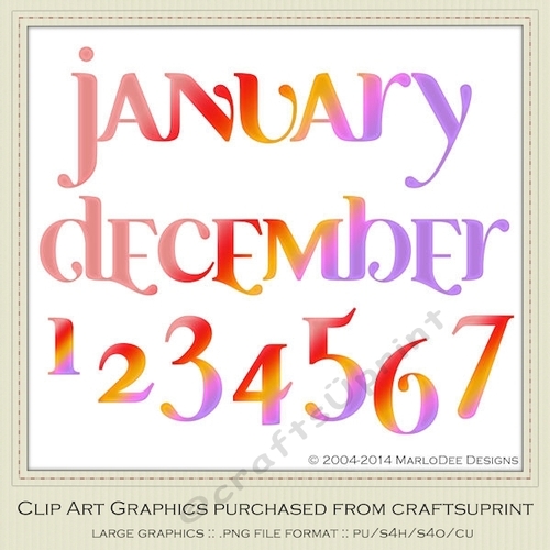 Calendar Months & Date Graphics - Mix Colors set 2 - CUP719061_70864 ...